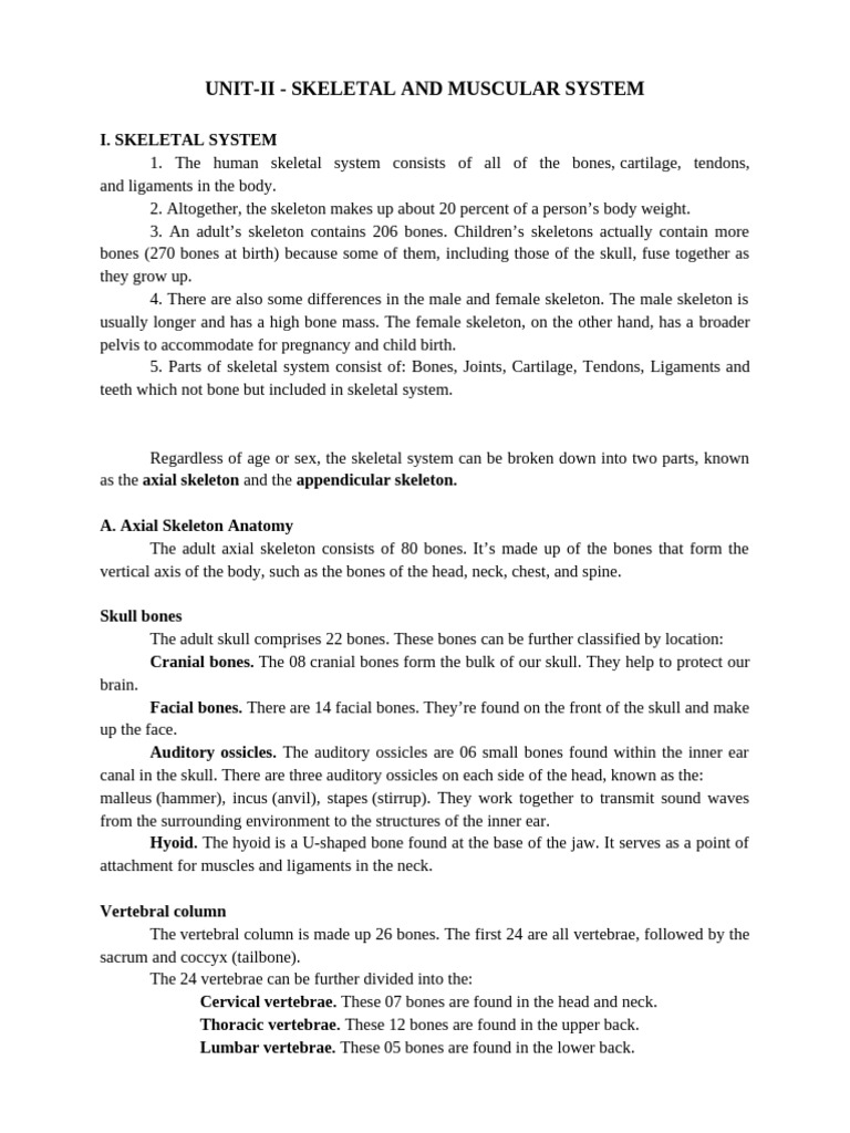 Skeletal System | PDF