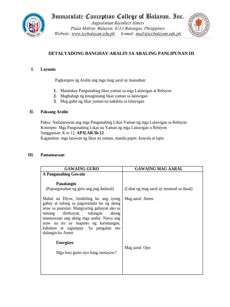 Lesson Plan in AP | PDF