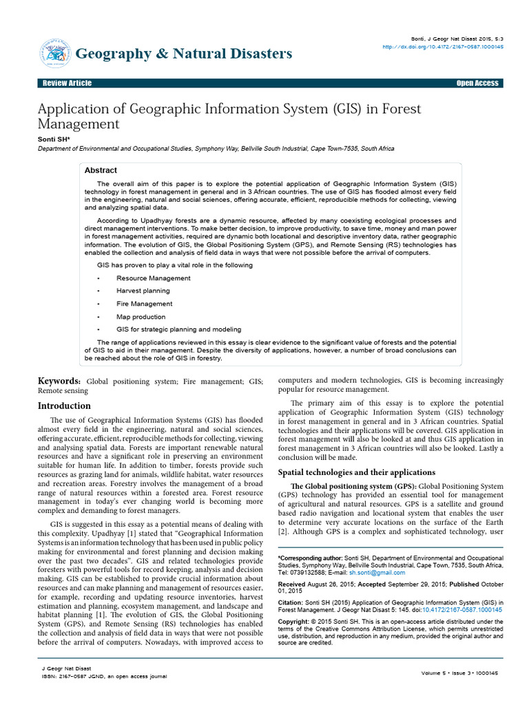 GIS Applications in Forest Management | PDF | Geographic Information ...