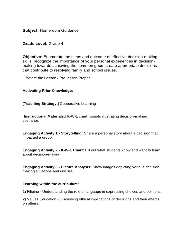 HG 4 Q2 Module 4 lesson plan | PDF