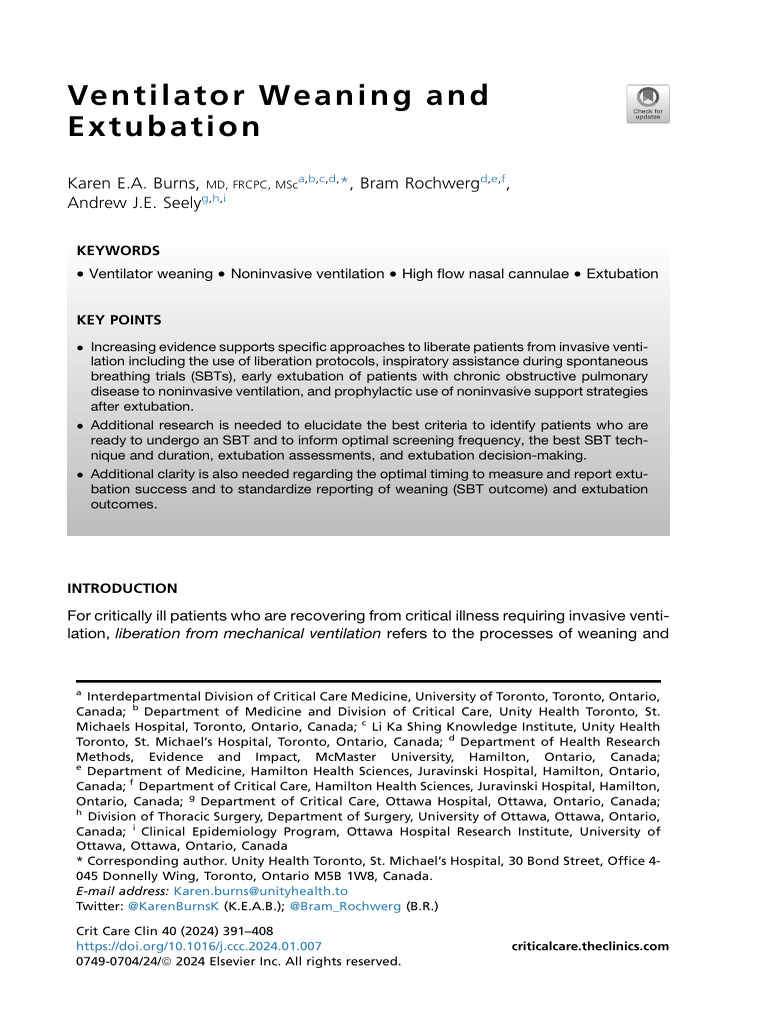 EXT Ventilator Weaning and Extubation | PDF | Intensive Care Medicine ...