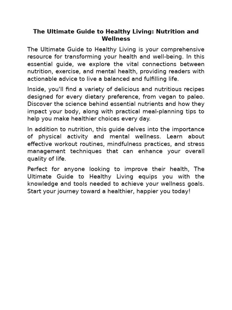 The Ultimate Guide To Healthy Living | PDF