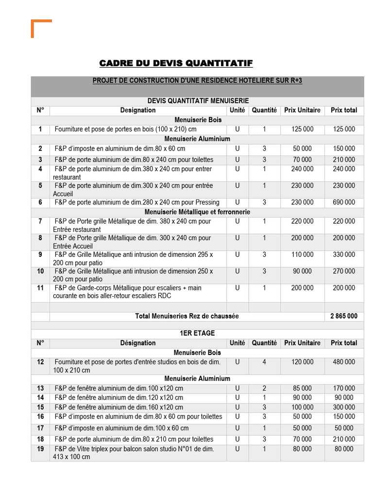 Modele Devis Menuiserie | PDF