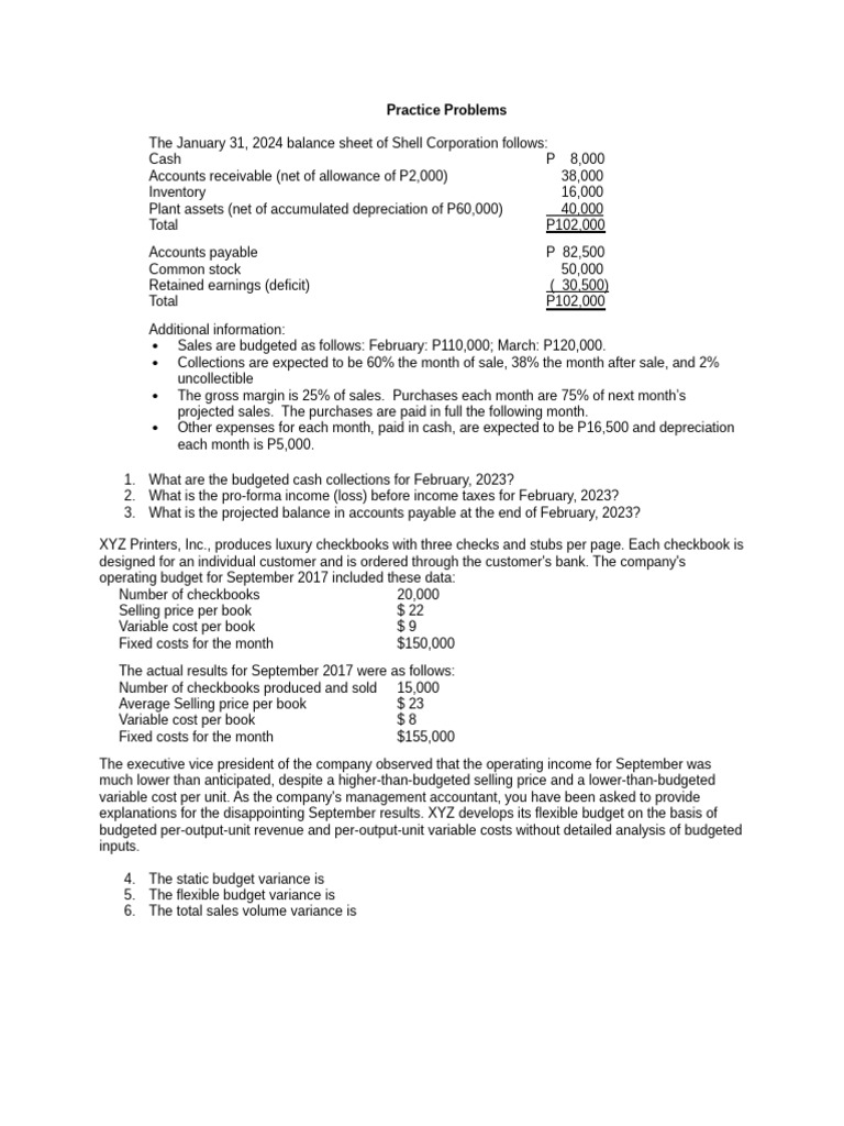 Practice Problems Acctg 1206 | PDF