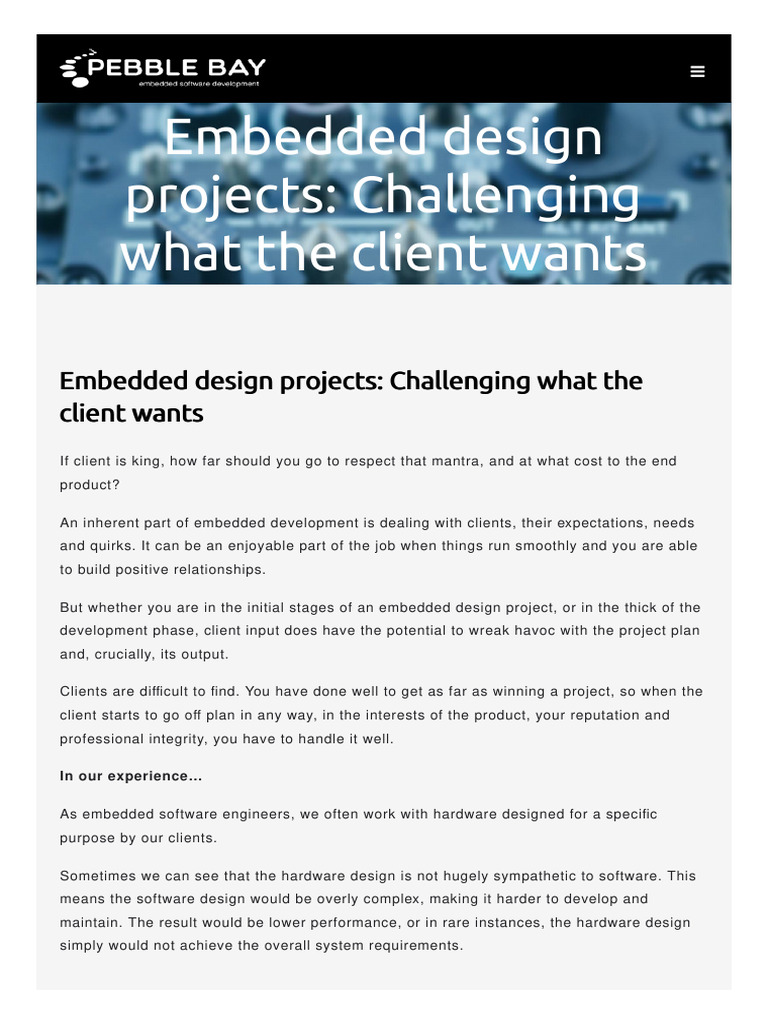 Embedded Design Projects - Challenging What The Client Wants - Pebble ...