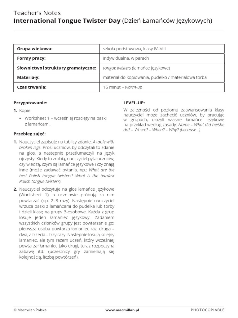 International Tongue Twister Day | PDF