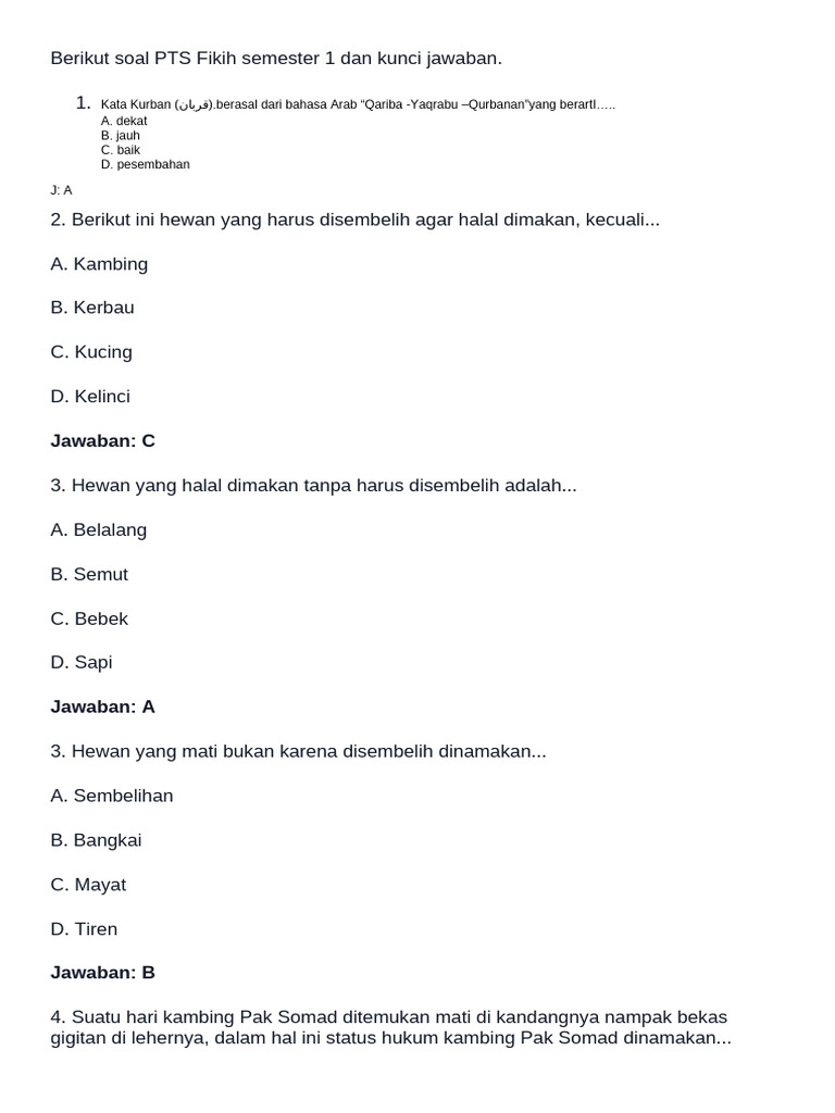 Soal Pts Fiqih S Ganjil 2024 Kls 9 | PDF