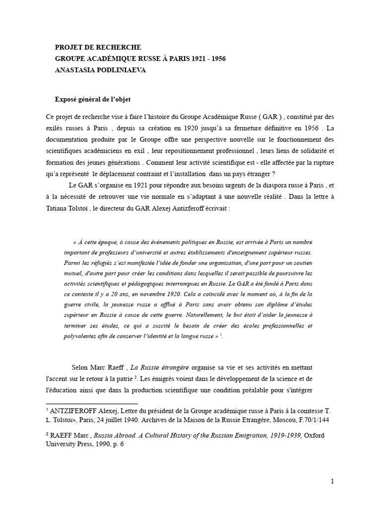 Projet de These Histoire | PDF | Historiographie | Russie