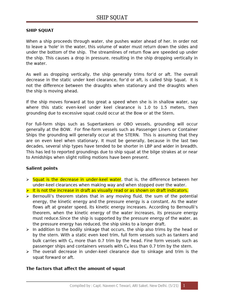 Squat & Shallow Water | PDF