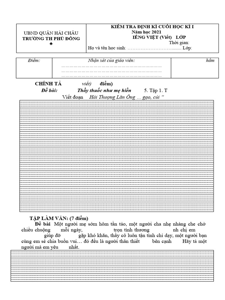 Đe Kiem Tra Hk1-Tieng Viet 5 | PDF