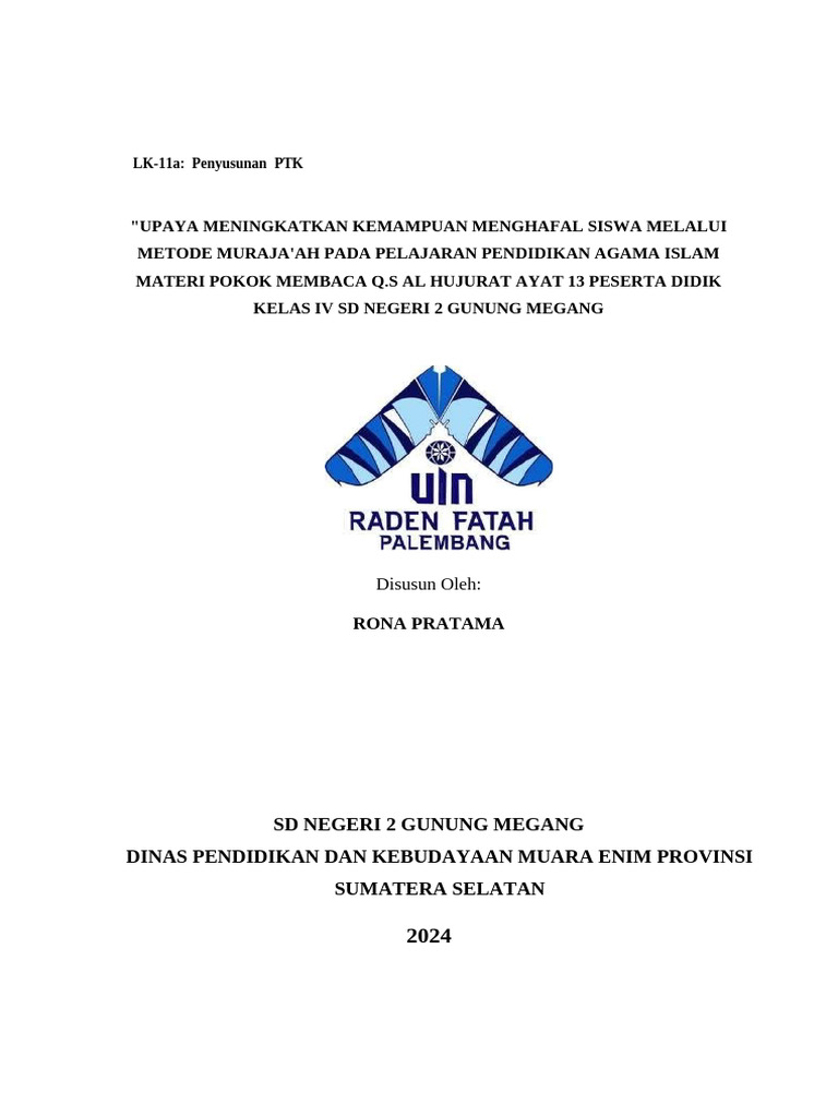 Contoh Proposal PTK Murojaah Al Hujurat | PDF