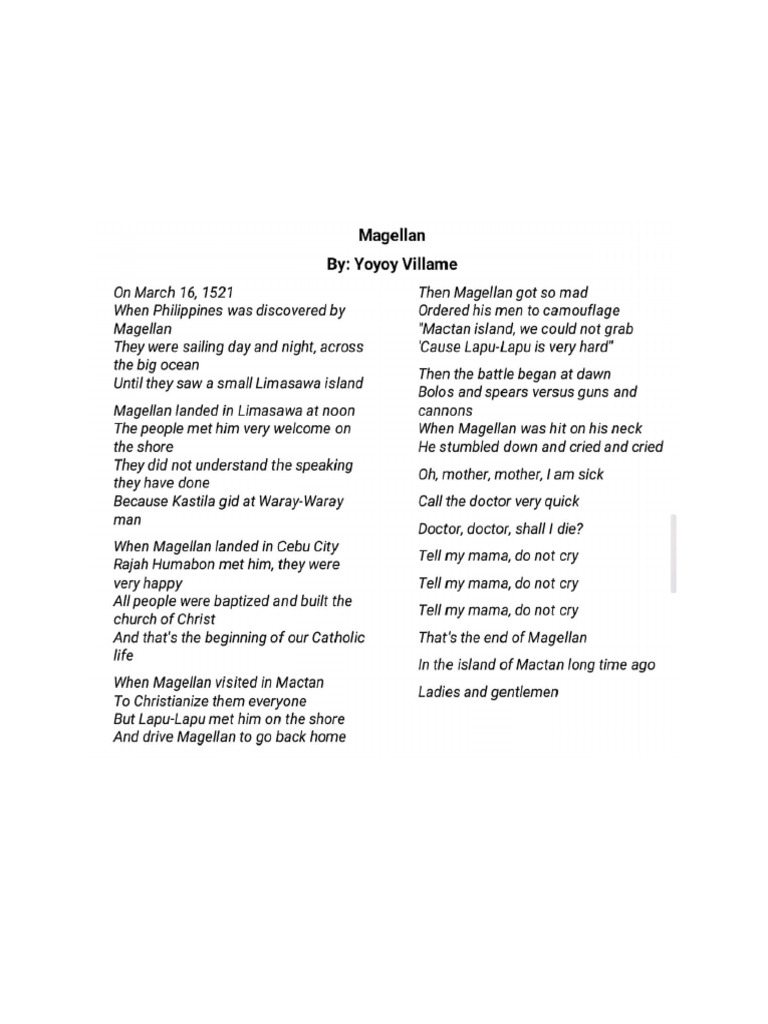 Magellan Song | PDF
