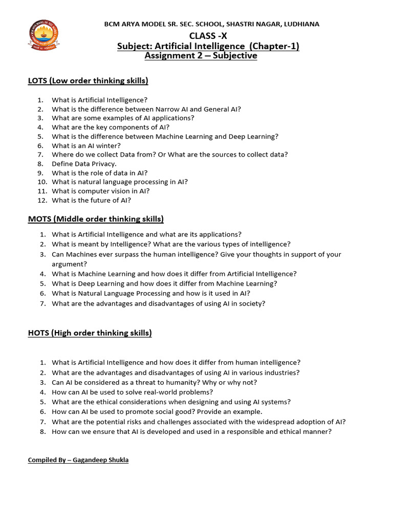 417-c-3706-AI Assignment Chapter 1 - Subjective | PDF