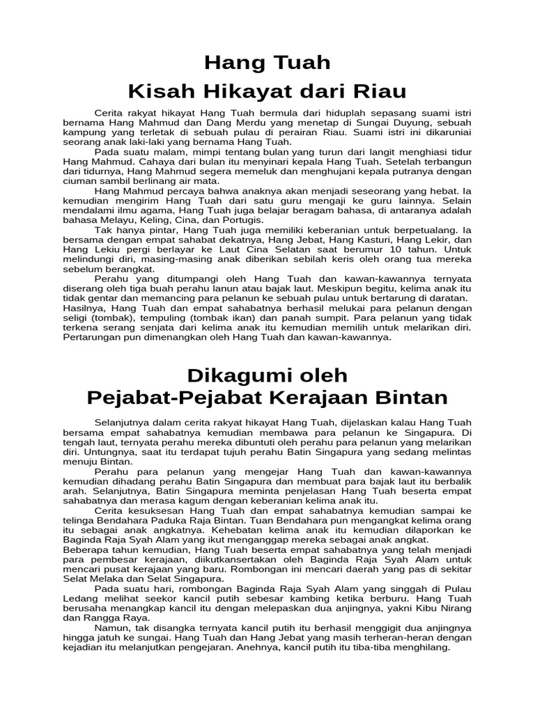 Hang Tuah | PDF | Indonesia | Malaysia