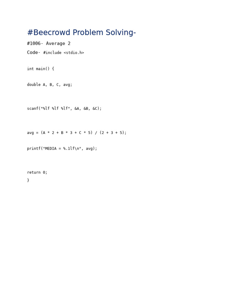 Beecrowd Problem Solving | PDF