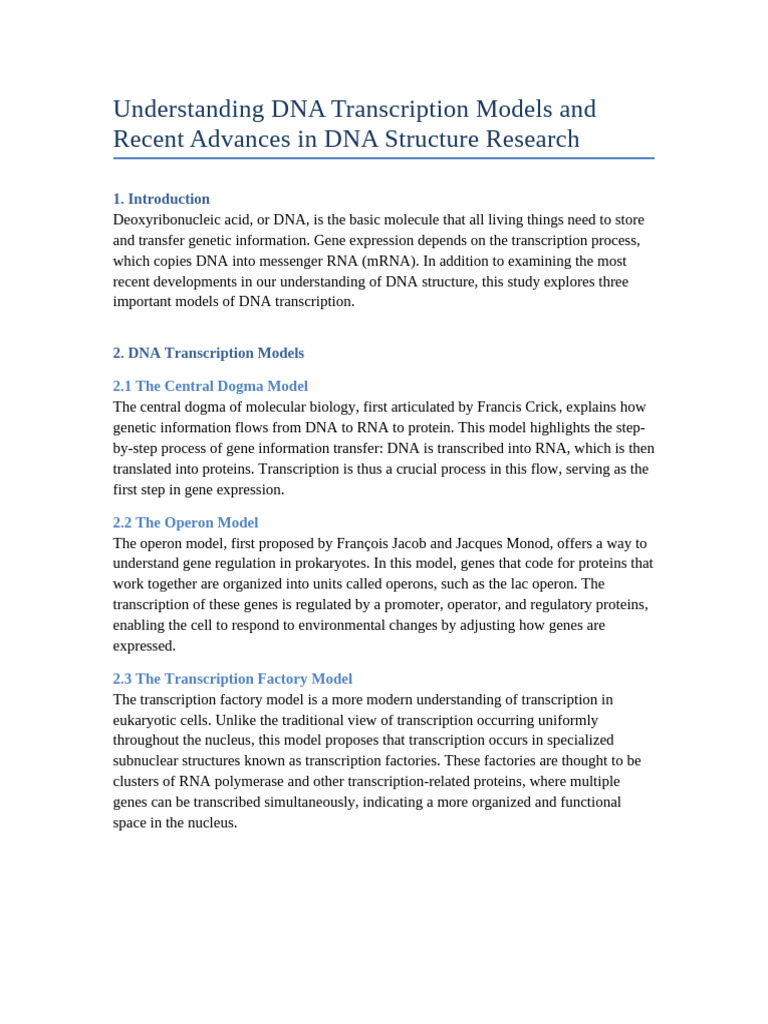 DNA Transcription - and Structure Assignment | PDF