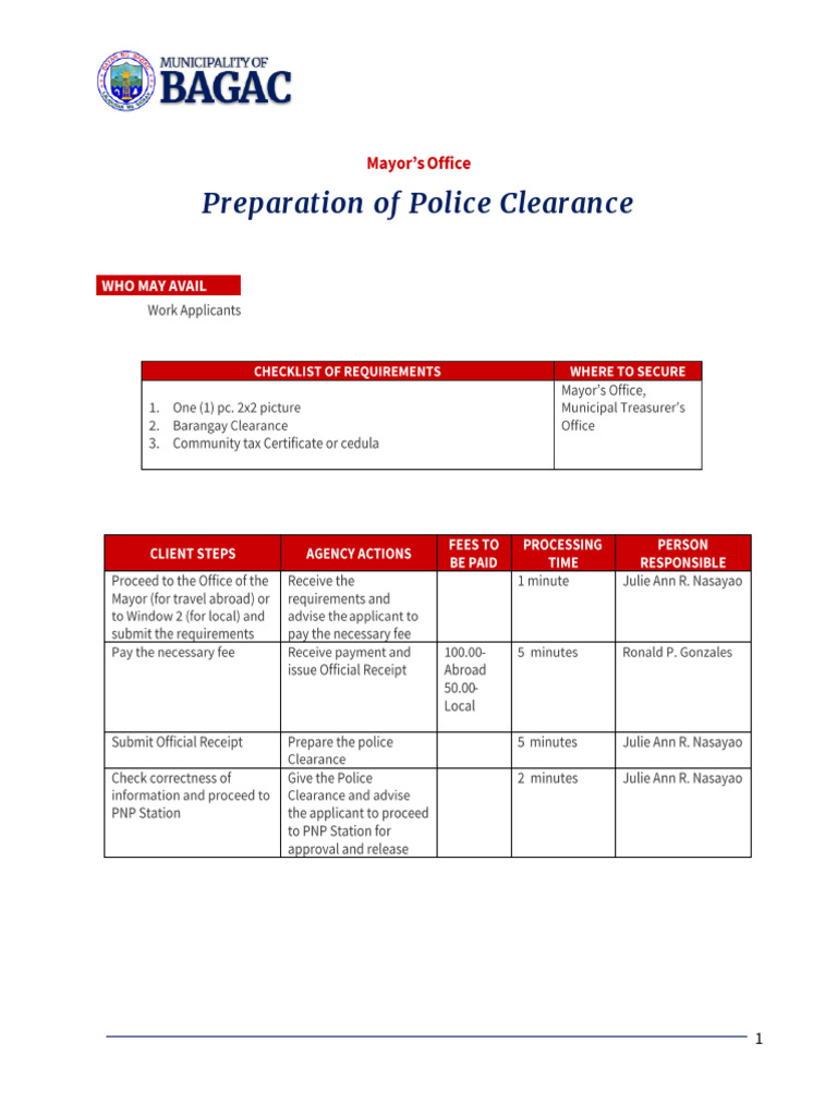 1 Preparation of Police Clearance | PDF