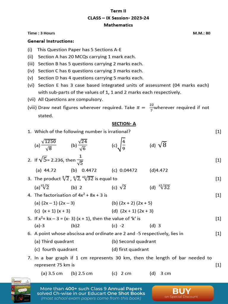 Ben-Hur Gurukul School Paper 2 Maths | PDF