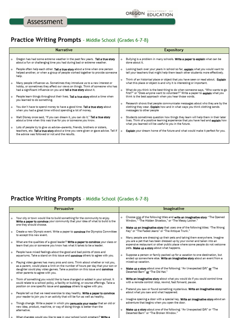 Lpa Sample Writing-Prompts Mid6-7-8 | PDF