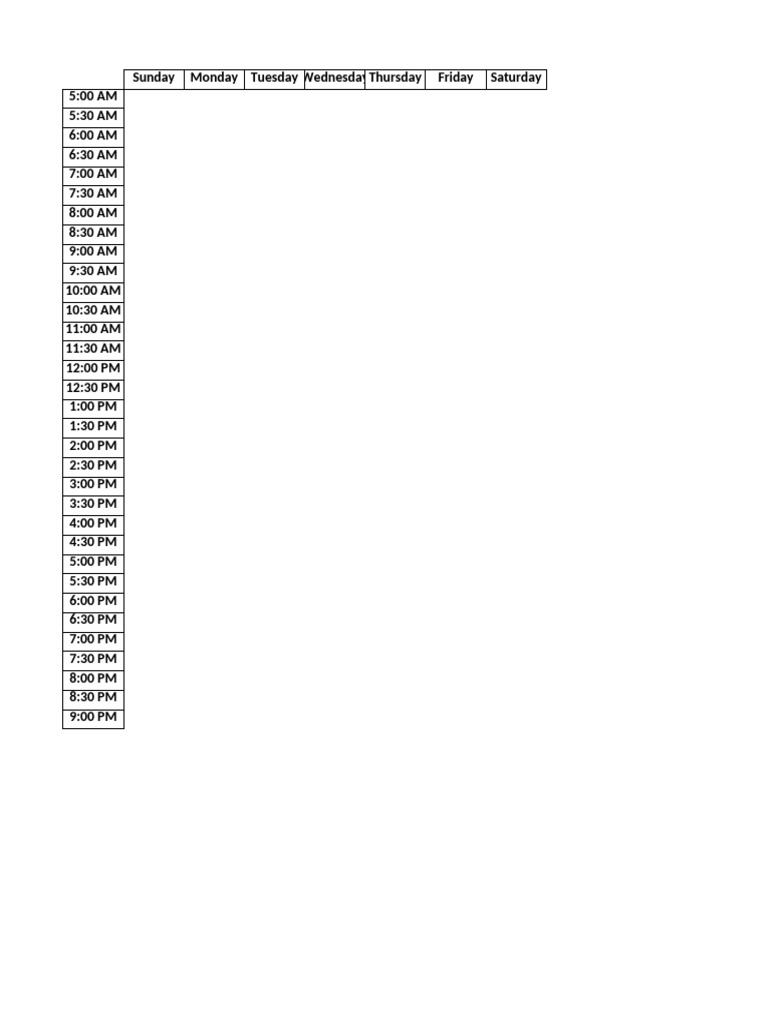 Middle School Student Daily Schedule 5AM Start | PDF