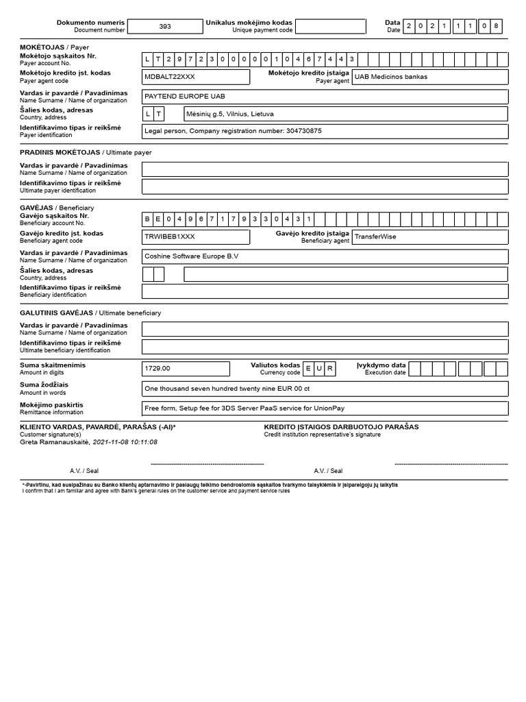 SEPA Payment 393 | PDF