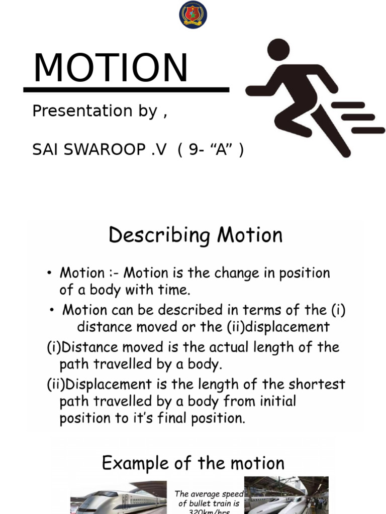 Sai Swaroop .V (Class 9A) - Motion | PDF