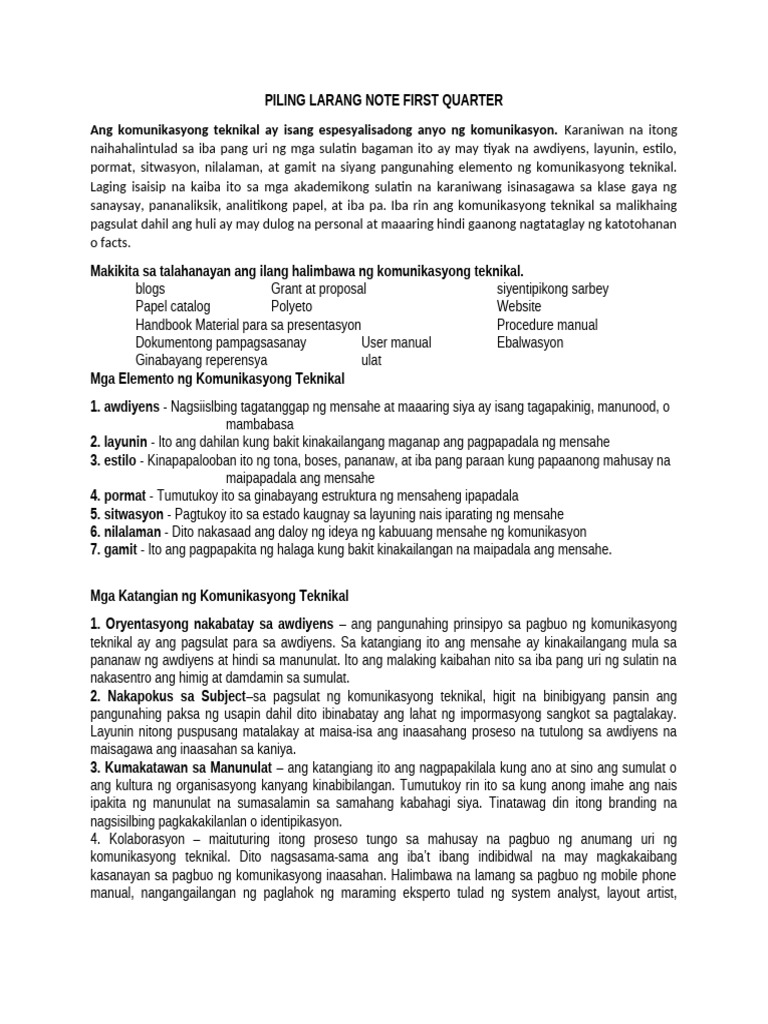 PILING-LARANG-NOTE-FIRST-QUARTER | PDF