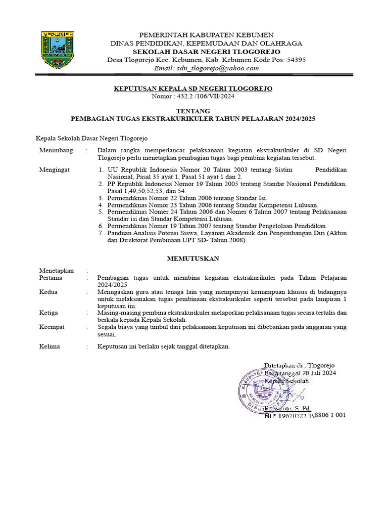 SK Ekskul 20242025 | PDF