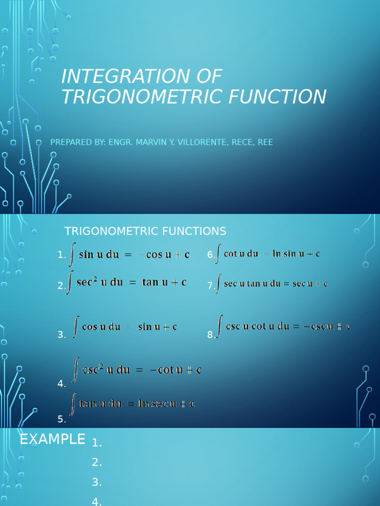 Integration of Trigonometric Function | PDF