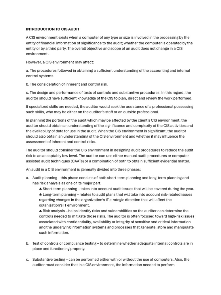 Intro To CIS and Internal Controls | PDF | Audit | Business