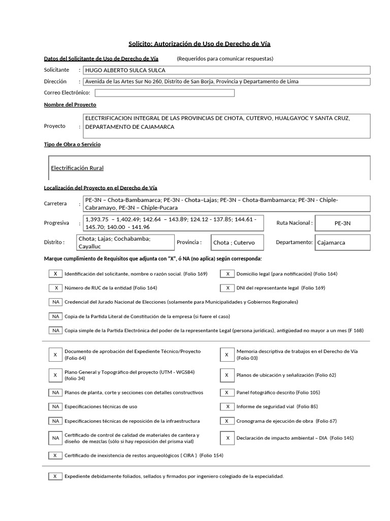 Modelo de Solicitud DV Llenado | PDF