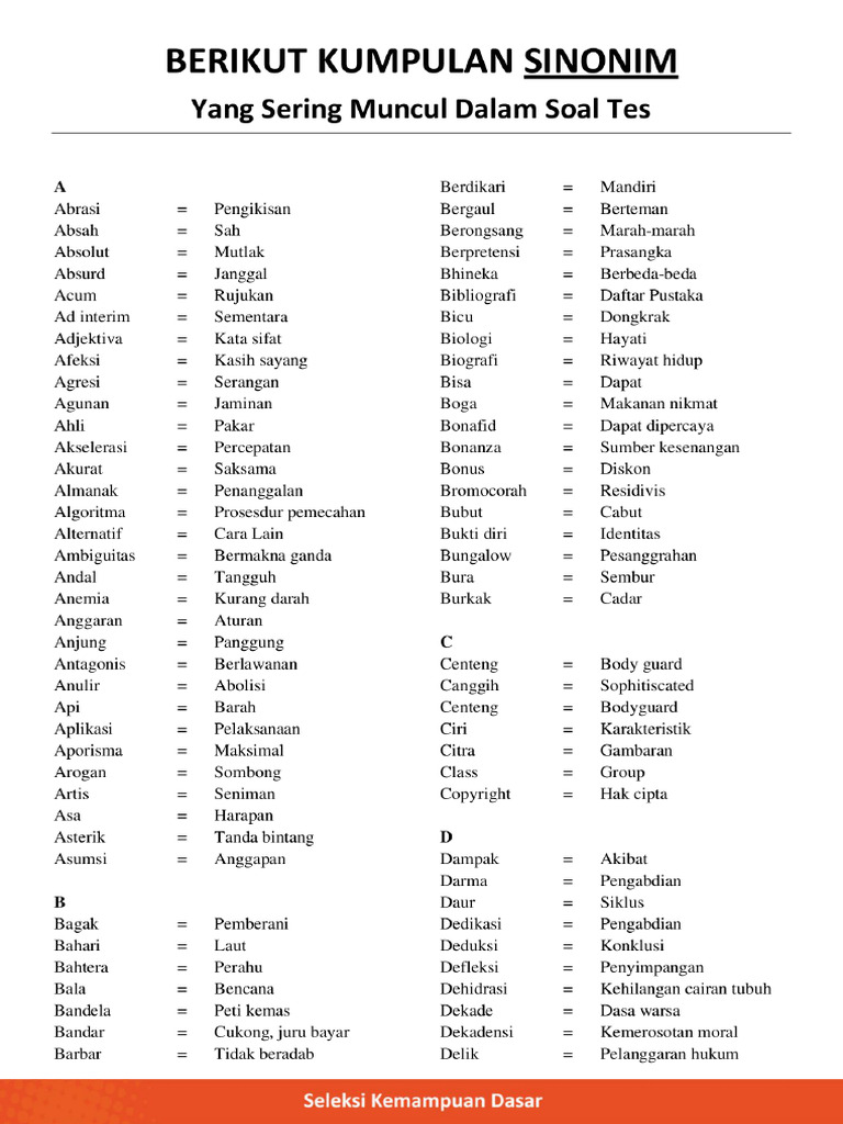 Sinonim Dan Antonim | PDF