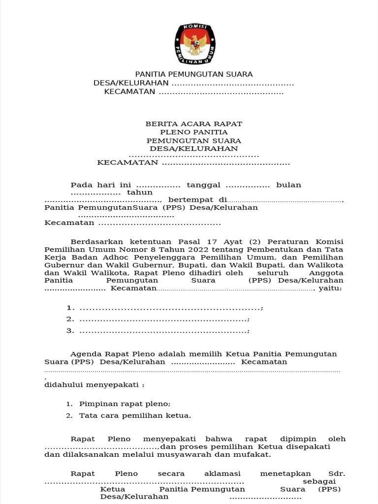 PDF Ba Pleno Pps Tentang Pemilihan Ketua Pps Pemilu 2024 - Compress | PDF
