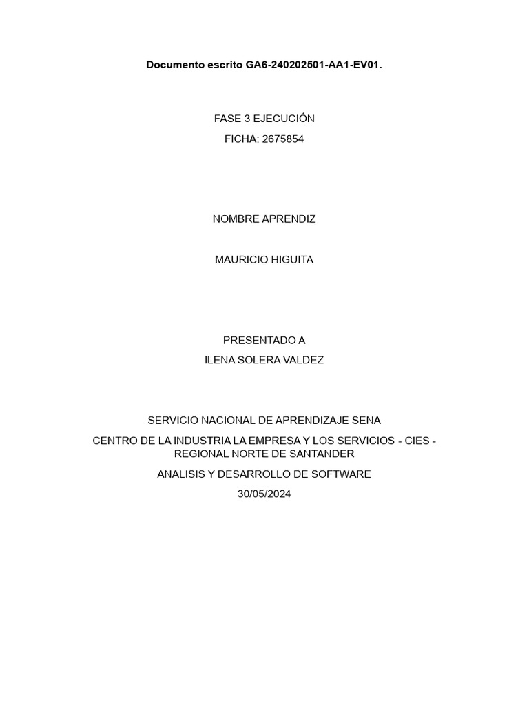 Documento Escrito GA6 240202501 AA1 EV01. | PDF