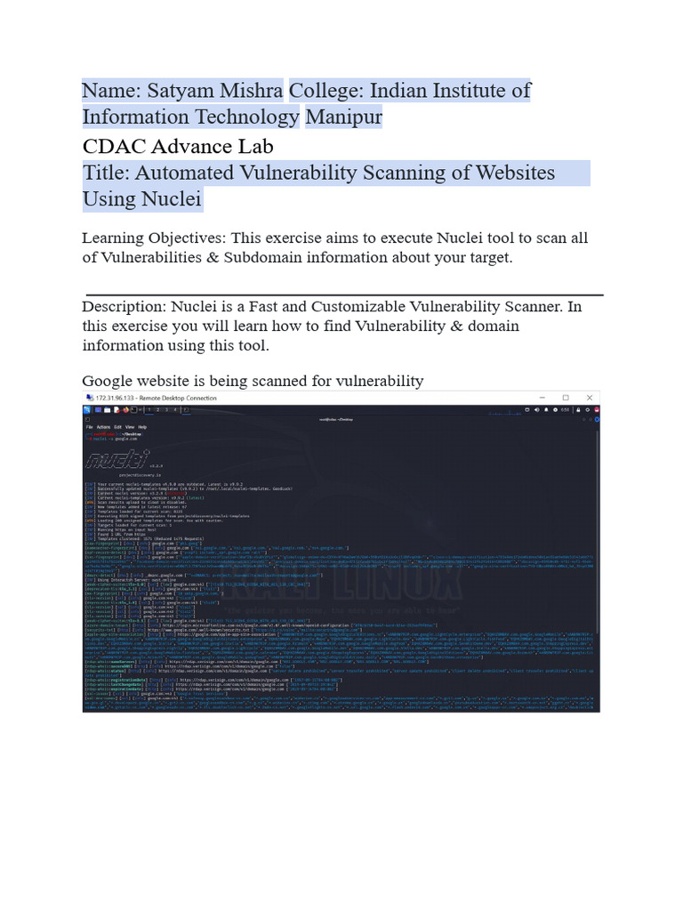 Automated Vulnerability Scans Using Nuclei | PDF