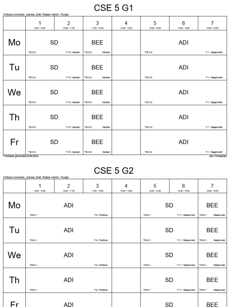 Circular 20240927153857 Group Wise Time Table (26.09.2024) | PDF