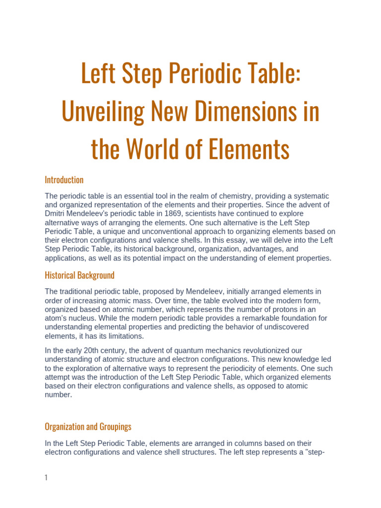 Left Step Periodic Table Notes | PDF