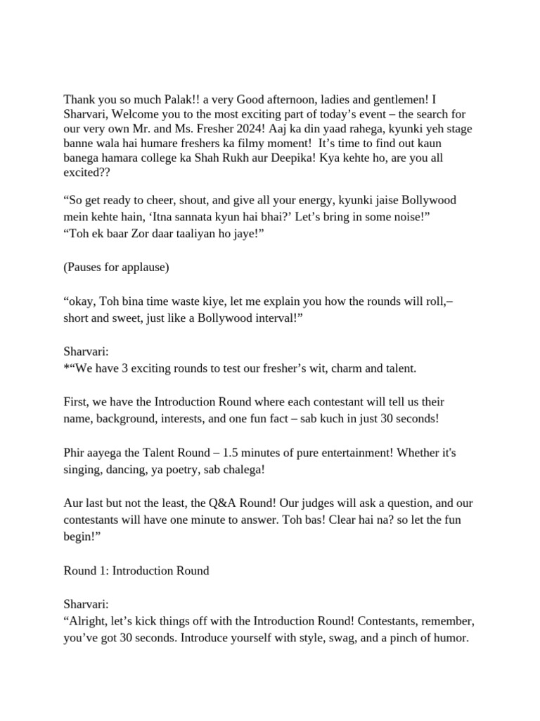 MR. Ms. Freshres Script. | PDF