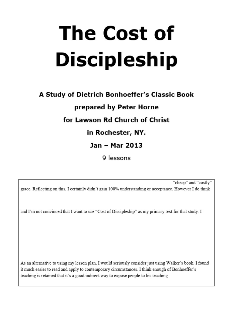 The Cost of Discipleship | PDF