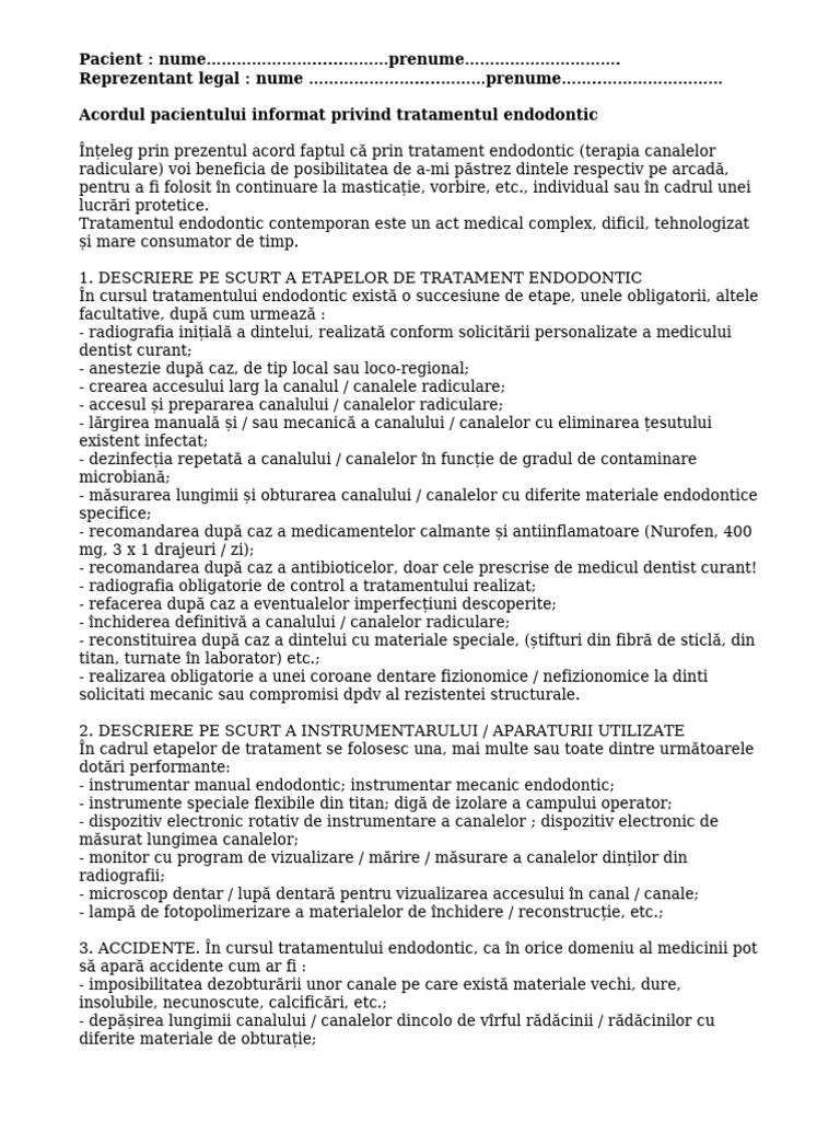 DRT Formular de Consimtamant ENDO | PDF