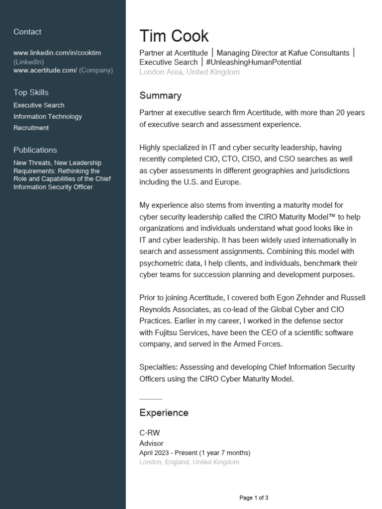 Tim Cook Profile | PDF