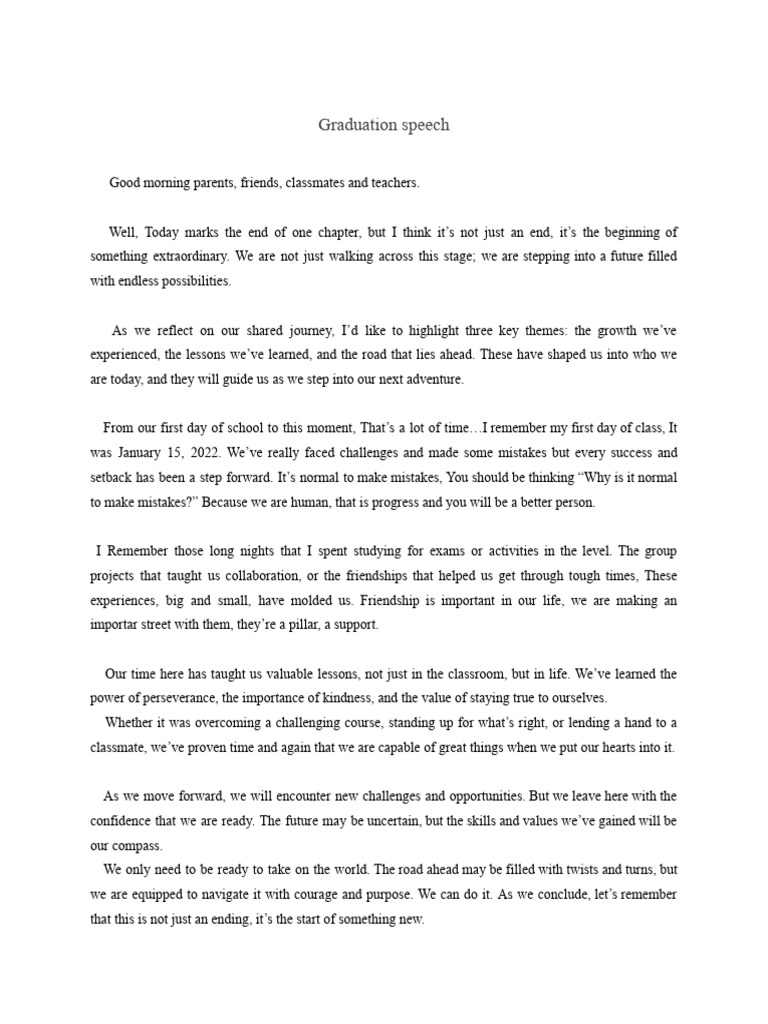 Graduation Speech | PDF
