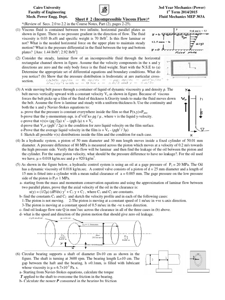 Fluid Mechanics - Sheet 2 | PDF