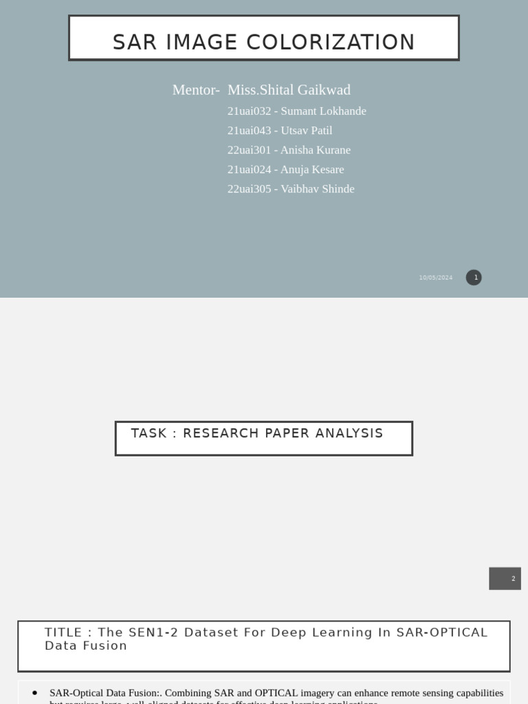 SAR Image Colorization Progress | PDF