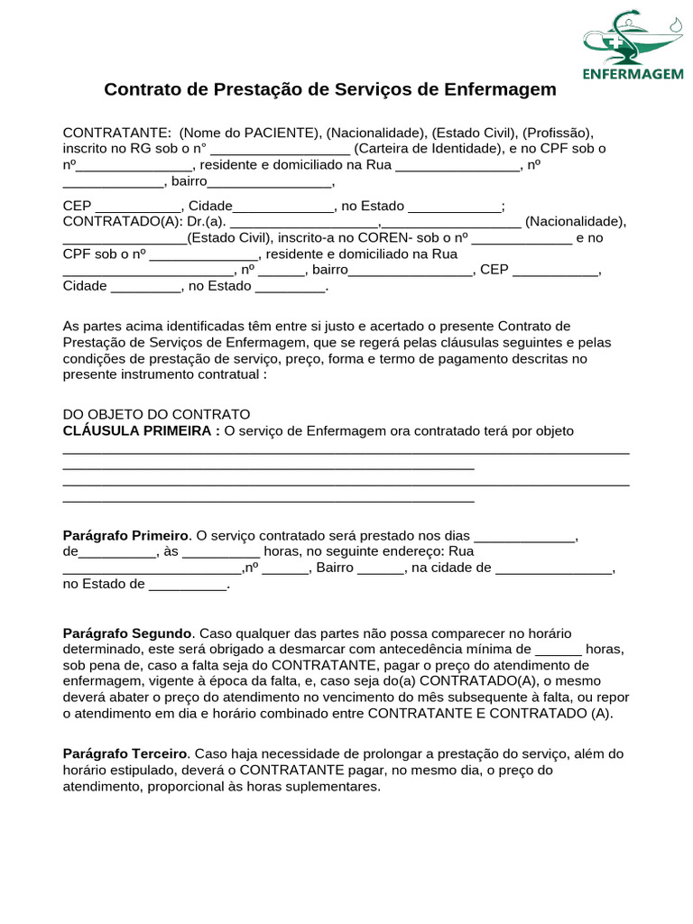 Contrato Presta Ço de Servi o | PDF