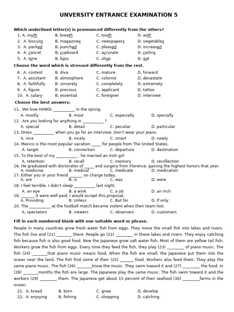 University Entrance Exam 5 | PDF