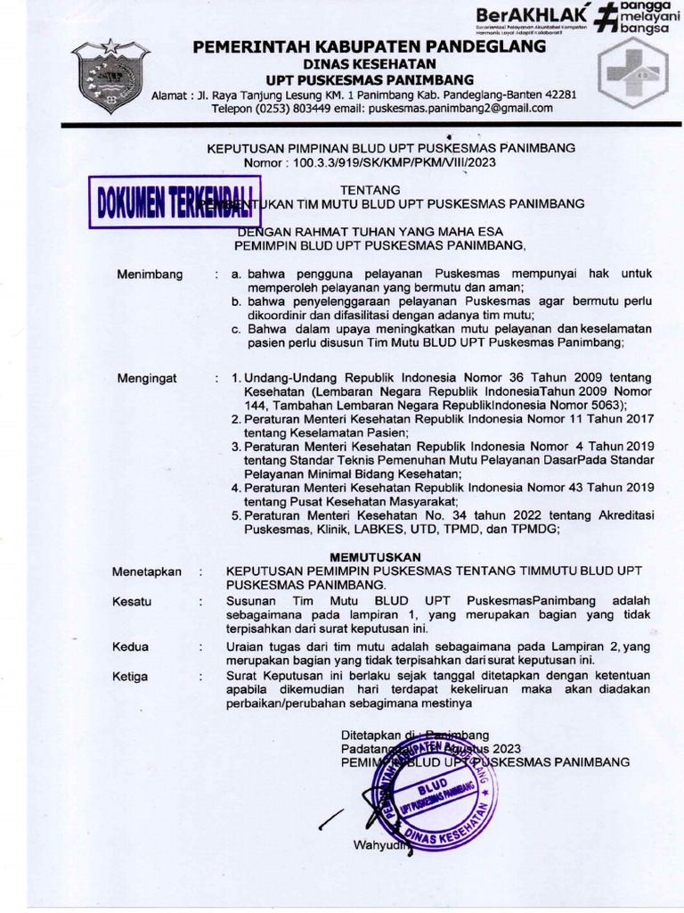 5.1.1.a SK PEMBENTUKAN TIM MUTU | PDF