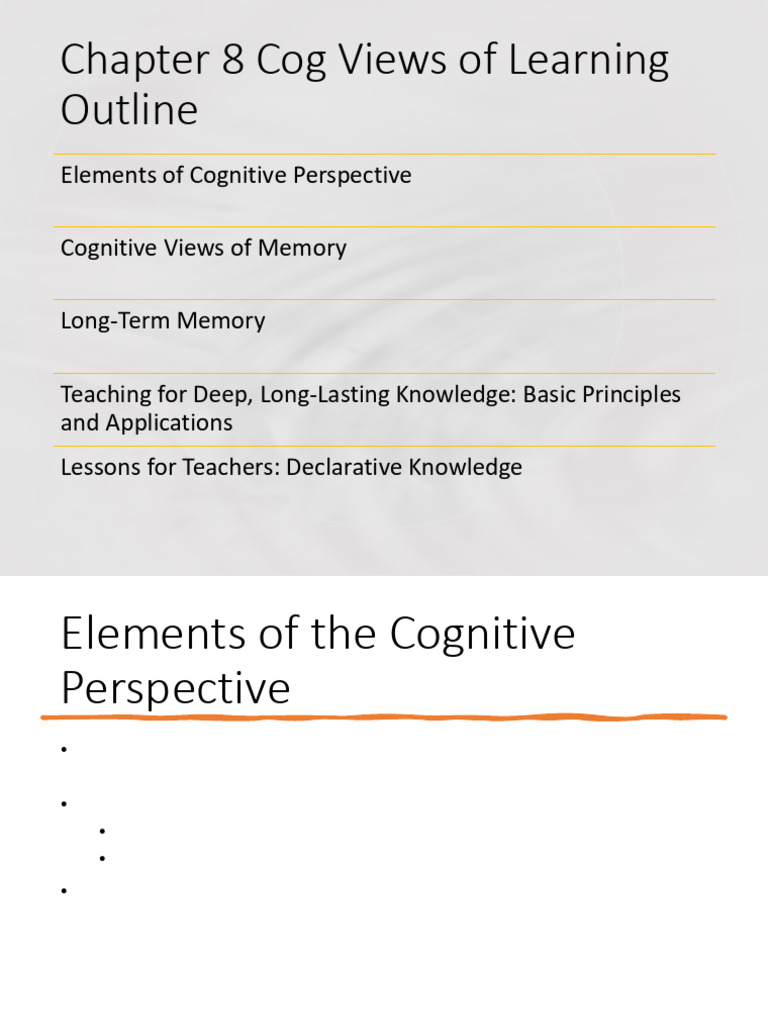Chap 8 - Cognitive Views of Learning | PDF