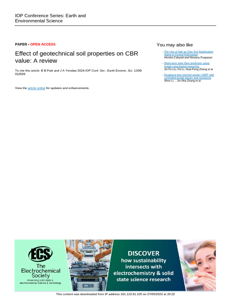 Effect of Geotechnical Soil Properties On CBR Valu | PDF