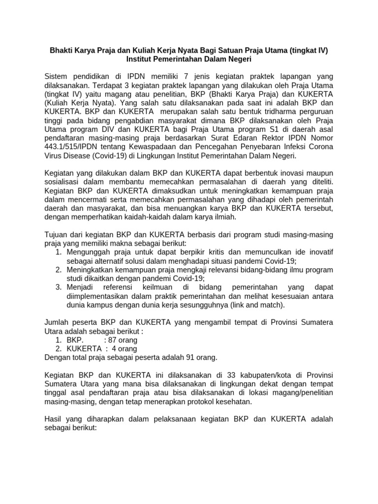 Kesimpulan BKP Dan KUKERTA | PDF